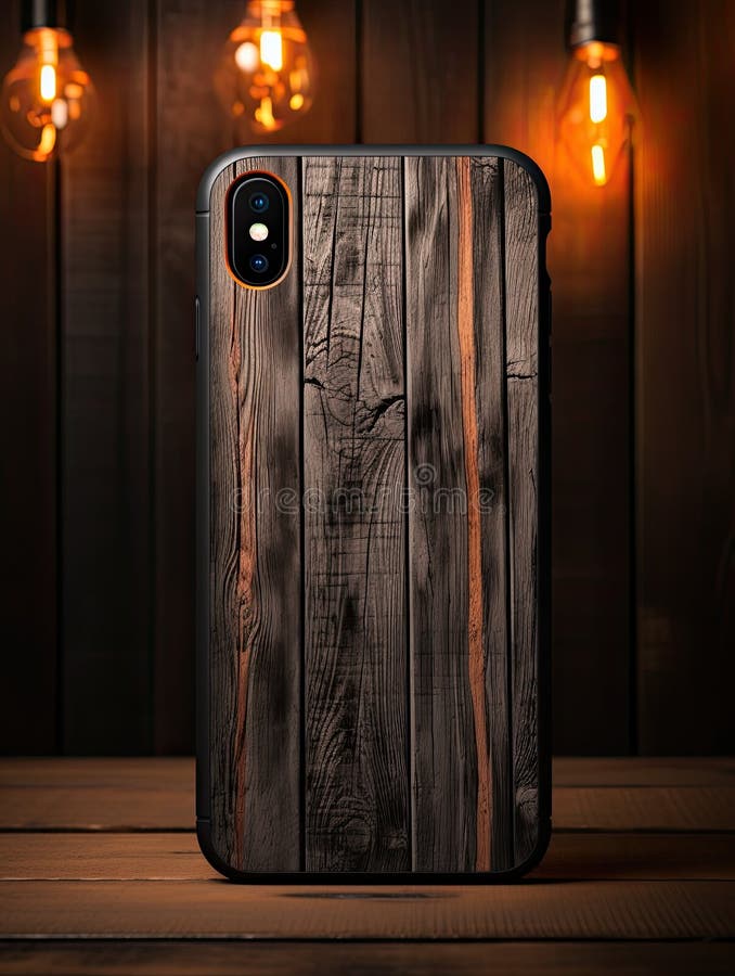 Stylish Wooden Texture Smartphone Case on Wooden Background Stock ...