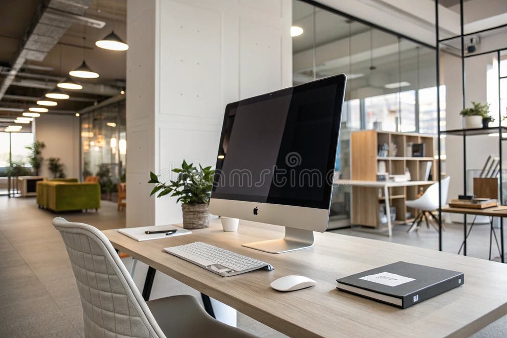 Stylish Workplace with Modern Computer on Office Table Stock ...