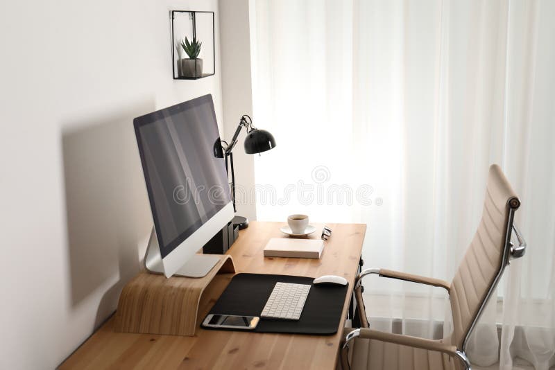Stylish Workplace Interior with Modern Computer. Mockup for Design ...