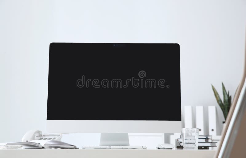 Stylish Workplace with Modern Computer Stock Image - Image of office ...