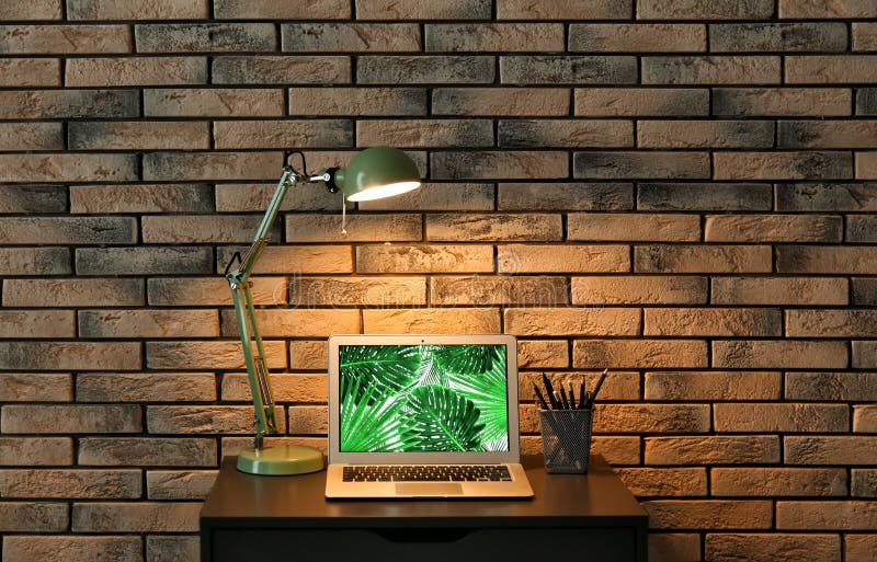 Stylish Workplace with Modern Laptop Stock Photo - Image of display ...