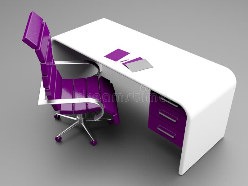 Stylish Workplace in Purple and White Colors Stock Illustration ...