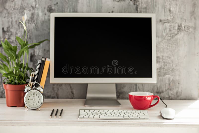 Stylish Workspace with Computer at Home or Studio Stock Photo - Image ...