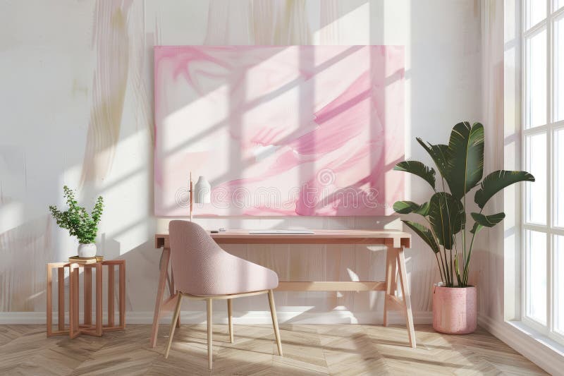 Stylish Workspace with a Trendy Wall Art. Generative AI Stock Photo ...
