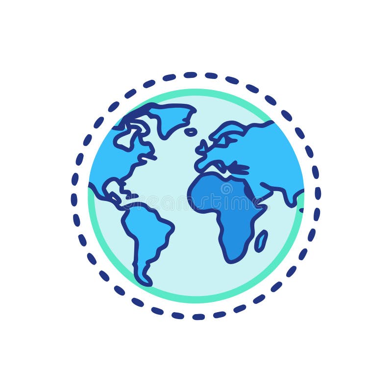 Stylish World Map Icon for Connection Stock Illustration - Illustration ...