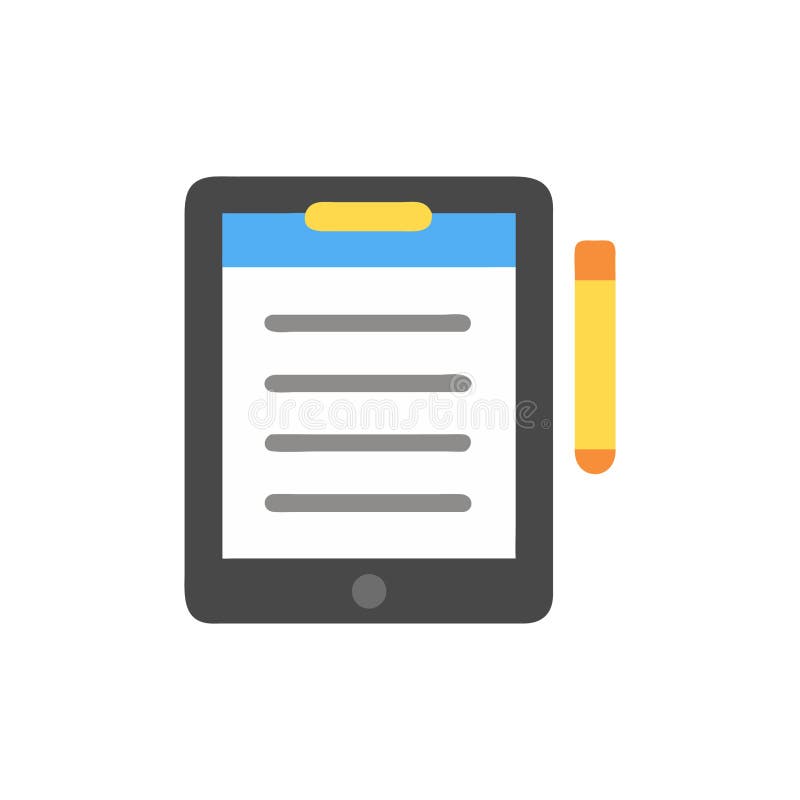 Stylish Writing Tablet Icon for Students Stock Illustration ...