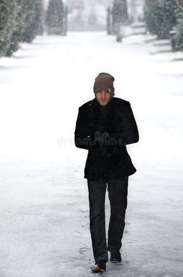 Stylish Young Male in Snow Winter Portrait Stock Image - Image of ...
