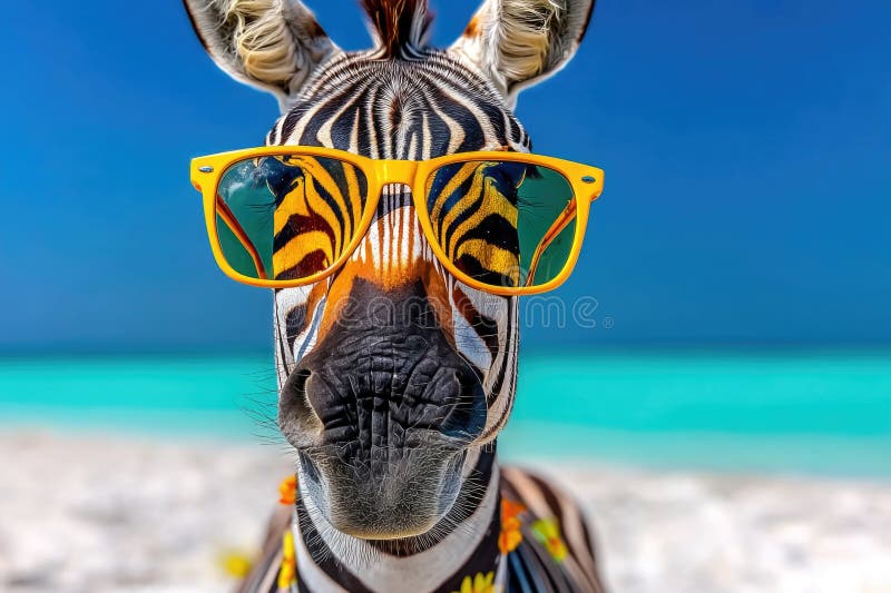 Zebra with Sunglasses, AI Generated Stock Illustration - Illustration ...