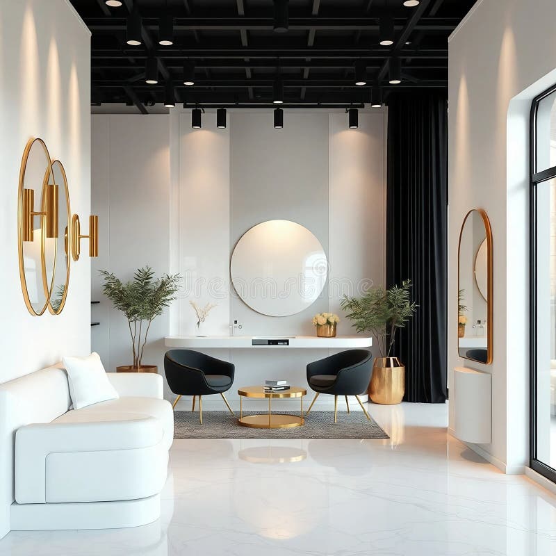 A Stylishly Designed Space, Blending Modern Elegance with a White and ...