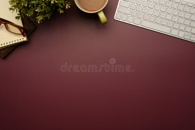 Stylishly Workspace with Keyboard, a Cup of Coffee, Plan Notebook on ...