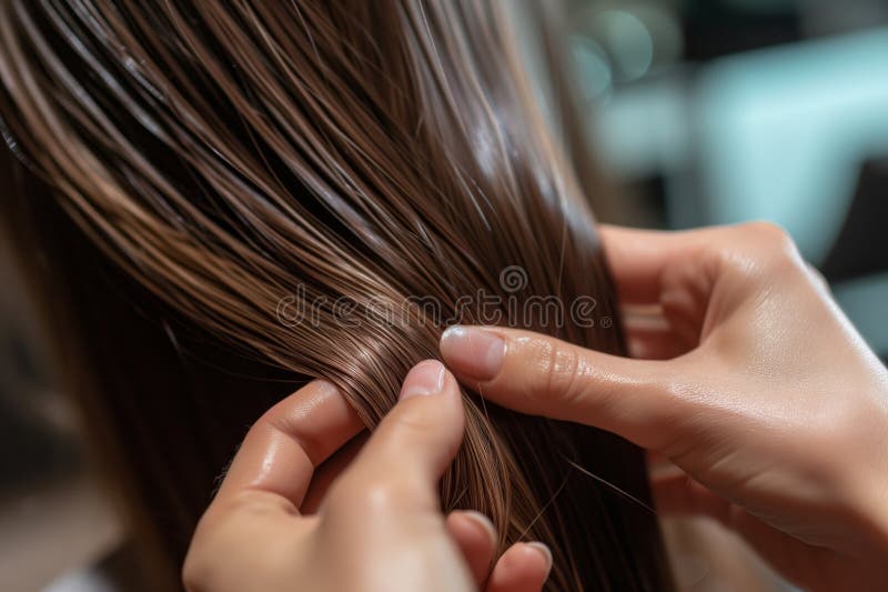 Stylist Checking Hair Texture with Fingers Stock Illustration ...
