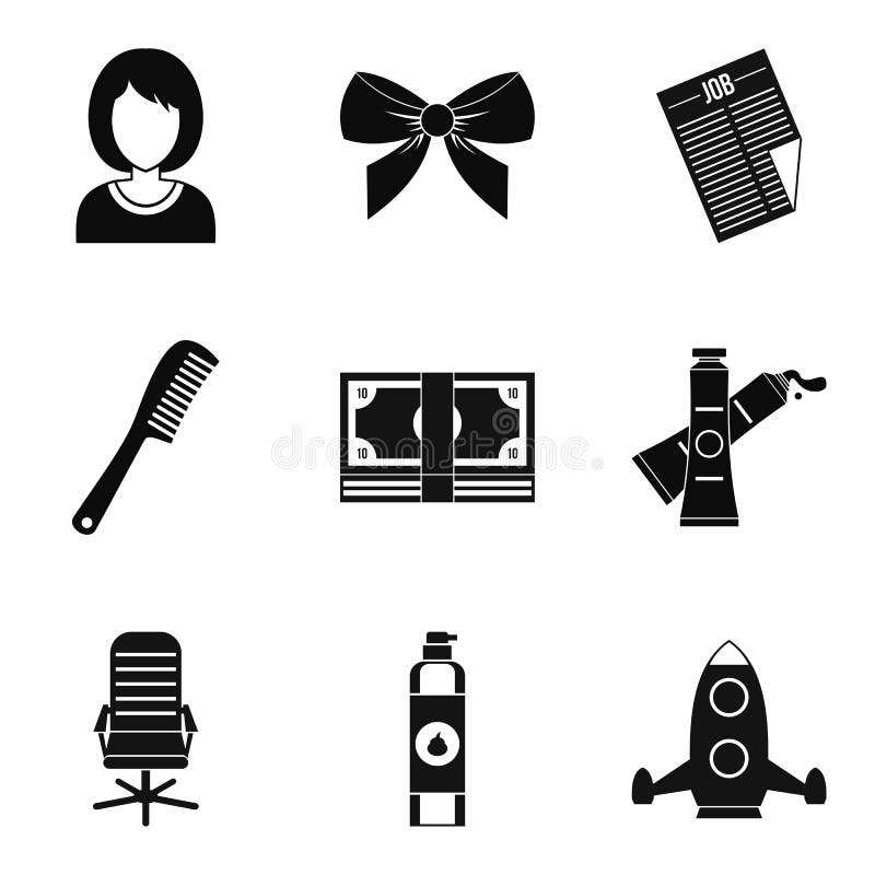 Stylist Icons Set, Simple Style Stock Vector - Illustration of hipster ...