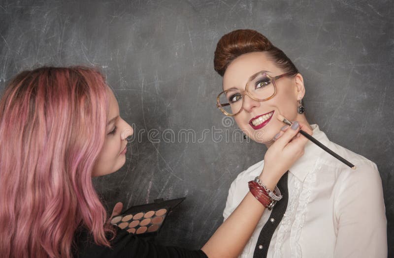 Stylist making makeup stock image. Image of artist, applying - 41906149
