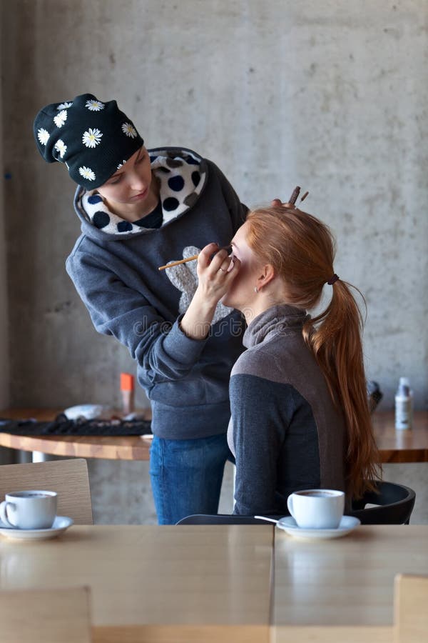 Stylist and model stock image. Image of makeup, caucasian - 58472087