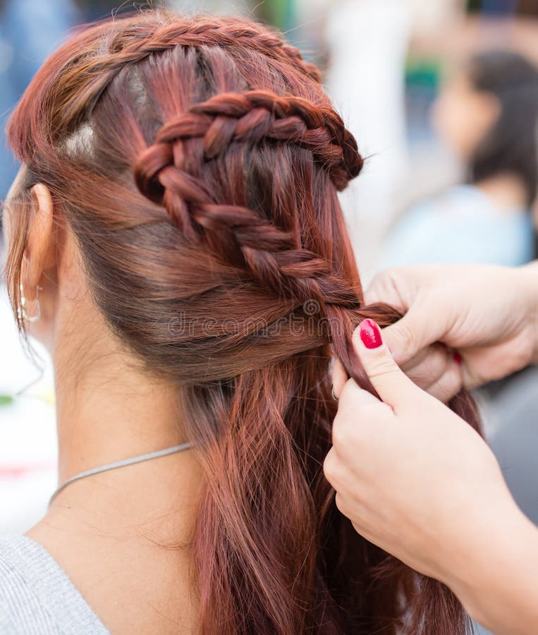 Weaving braids stock image. Image of hair, salon, comb - 103696257