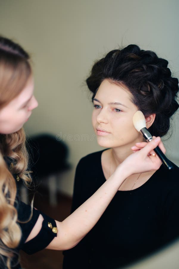 Stylist Working in a Beauty Salon and a Nice Lady Stock Image - Image ...