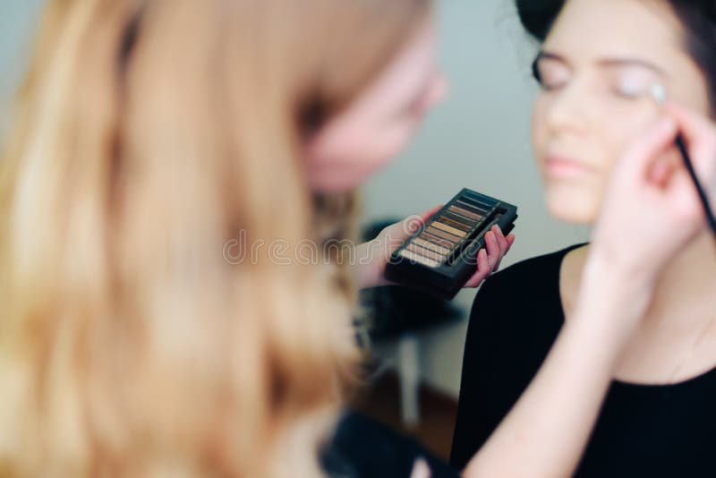 Stylist Working in a Beauty Salon and a Nice Lady Stock Image - Image ...