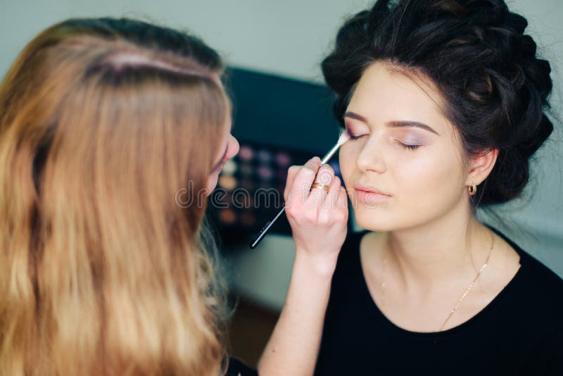 Stylist Working in a Beauty Salon and a Nice Lady Stock Image - Image ...