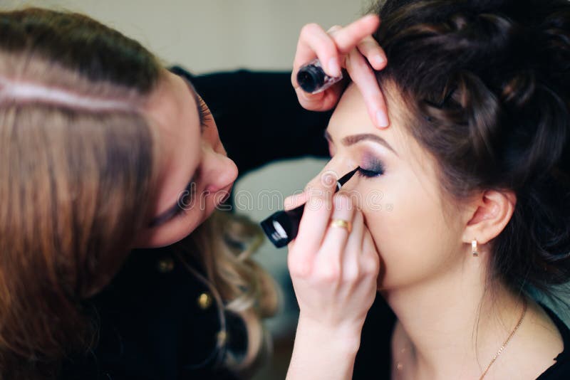 Stylist Working in a Beauty Salon and a Nice Lady Stock Image - Image ...