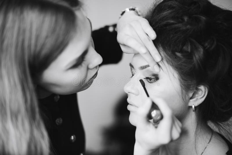Stylist Working in a Beauty Salon and a Nice Lady Stock Image - Image ...