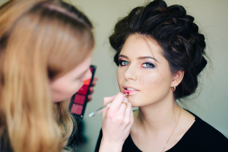 Stylist Working in a Beauty Salon and a Nice Lady Stock Photo - Image ...