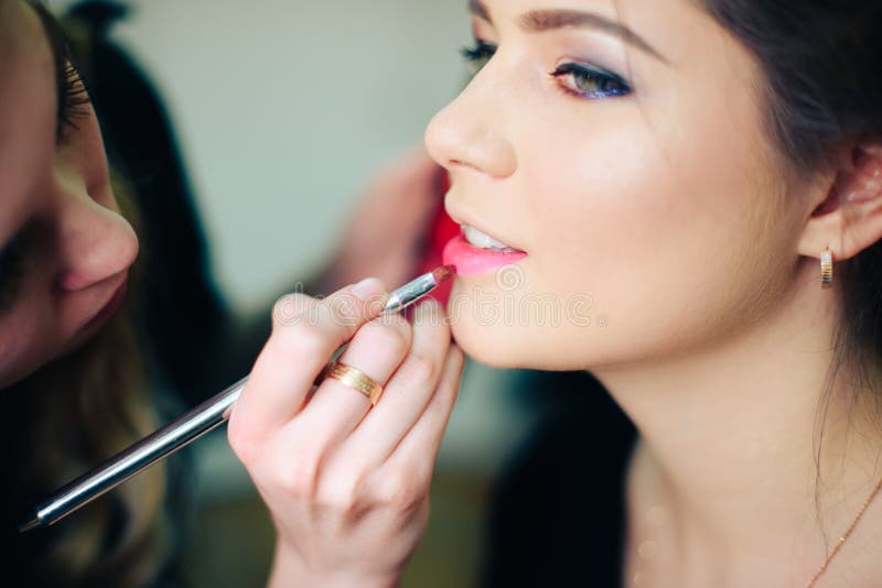Stylist Working in a Beauty Salon and a Nice Lady Stock Image - Image ...