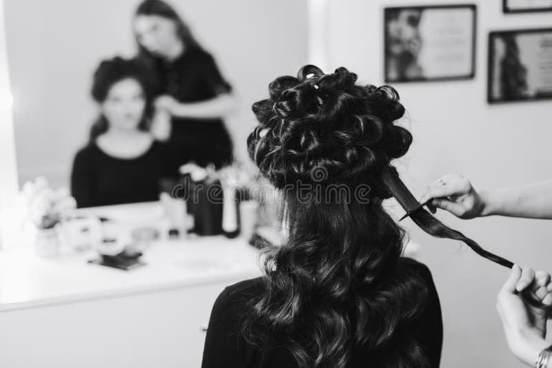 Stylist Working in a Beauty Salon and a Nice Lady Stock Image - Image ...