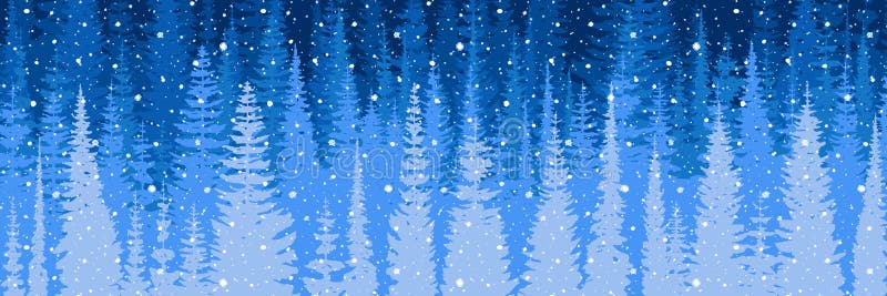Stylization of a Winter Landscape, Forest, Snowfall, Banner Stock ...
