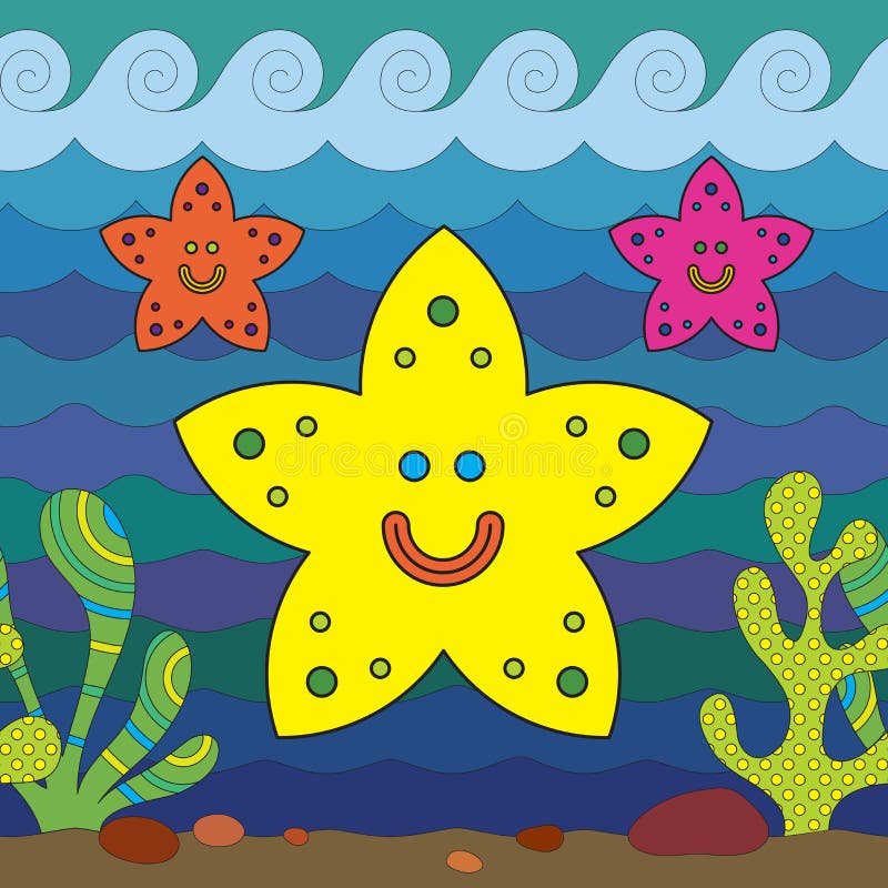 Stylize starfish stock vector. Illustration of river - 34311422