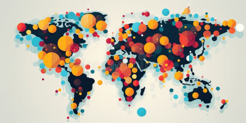 Stylize World Map Composed of Multicolored Circles on a White ...