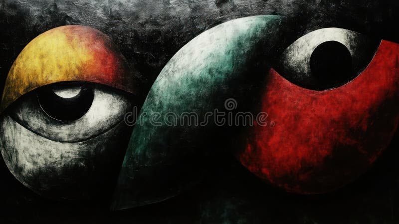 A Stylized Abstract Artwork Featuring Two Large Eyes Intertwined with ...