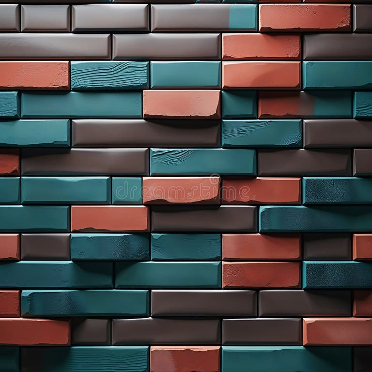 Abstract Stylized Brick Wall Pattern with Staggered Horizontal Blocks ...