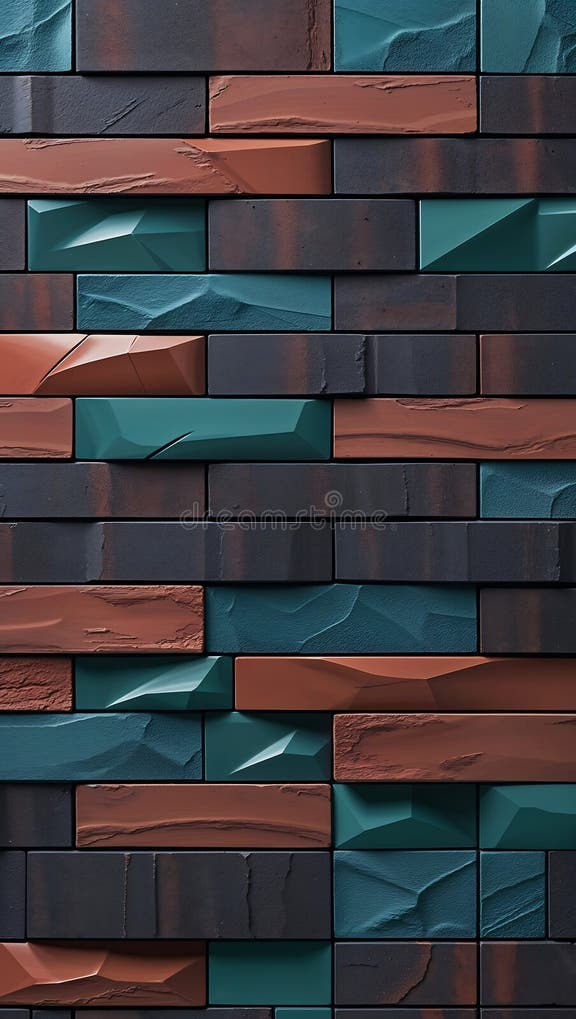 Abstract Stylized Brick Wall Pattern with Staggered Horizontal Blocks ...