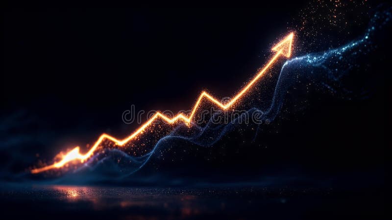 Stylized Abstract Growth Chart with Vibrant Neon Lights and Dynamic ...
