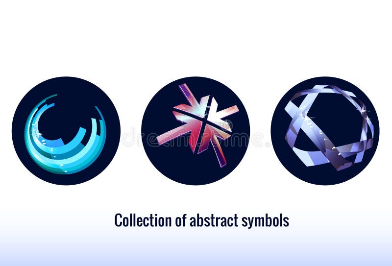 Stylized Abstract Icons. Blue Color Stock Illustration - Illustration ...