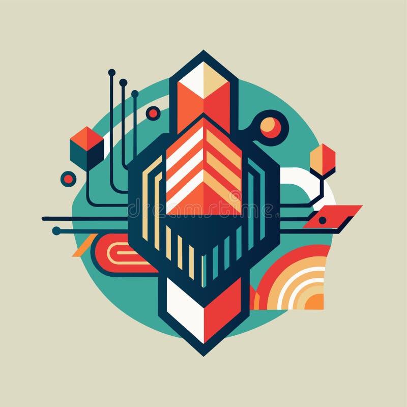 Stylized, Abstract Illustration Featuring a Complex Geometric Design ...
