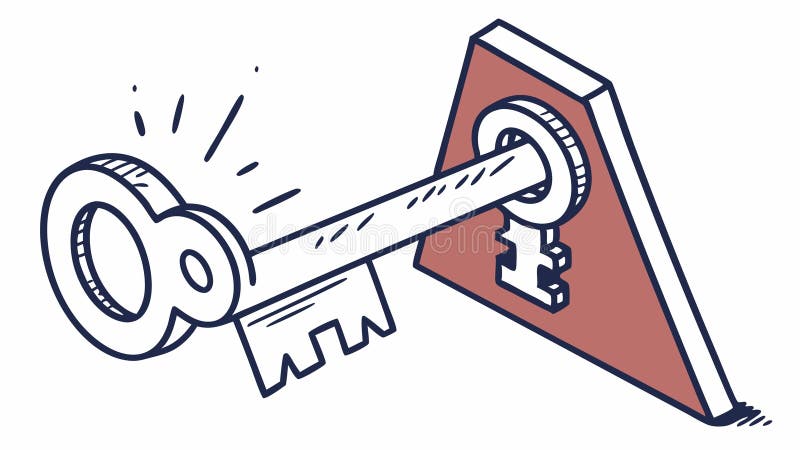 Stylized Abstract Key Inserting into an Unconventional Lock Shape ...