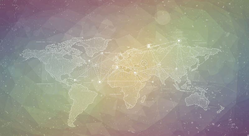 A Stylized, Abstract Map of the World with Interconnected Digital ...