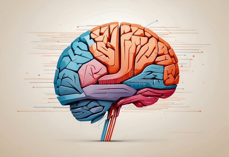 A Stylized Abstract Modern Drawing of the Human Brain, Featuring ...