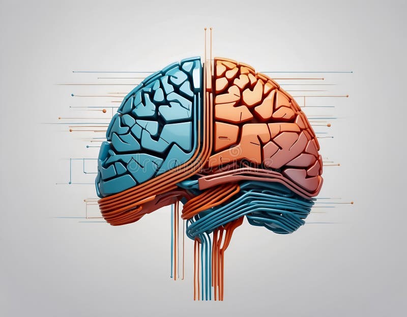 A Stylized Abstract Modern Drawing of the Human Brain, Featuring ...