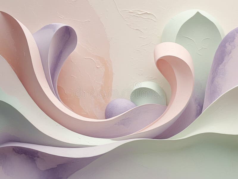 Stylized Abstract Objects Depicted in Soft Pastel Colors that Evoke a ...