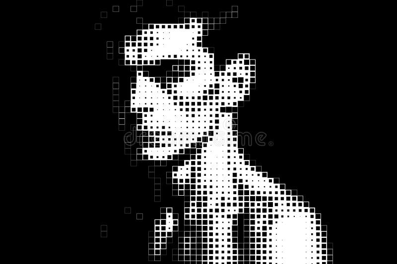 Abstract Pixel Portrait of Young Man Face Stock Photo - Image of white ...