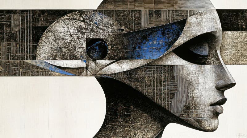 Abstract Face Profile in Geometric Style: Modern Art Canvas Stock ...