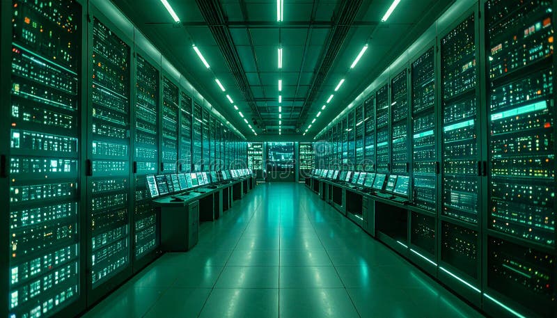 Stylized AI Control Room with Glowing Interface Panels. AI Themed ...