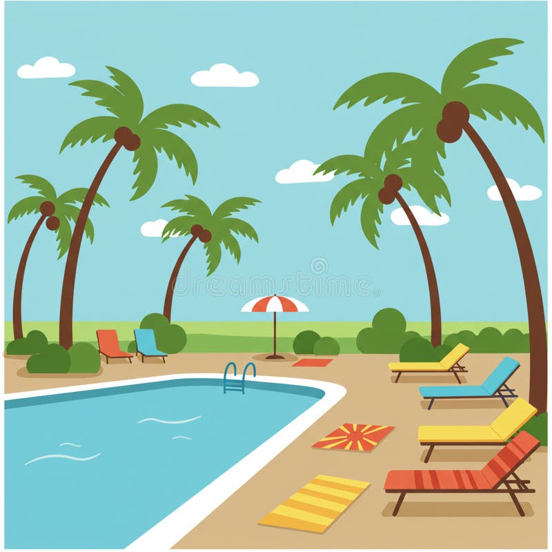 Stylized Poolside Scene Stock Illustrations – 85 Stylized Poolside ...