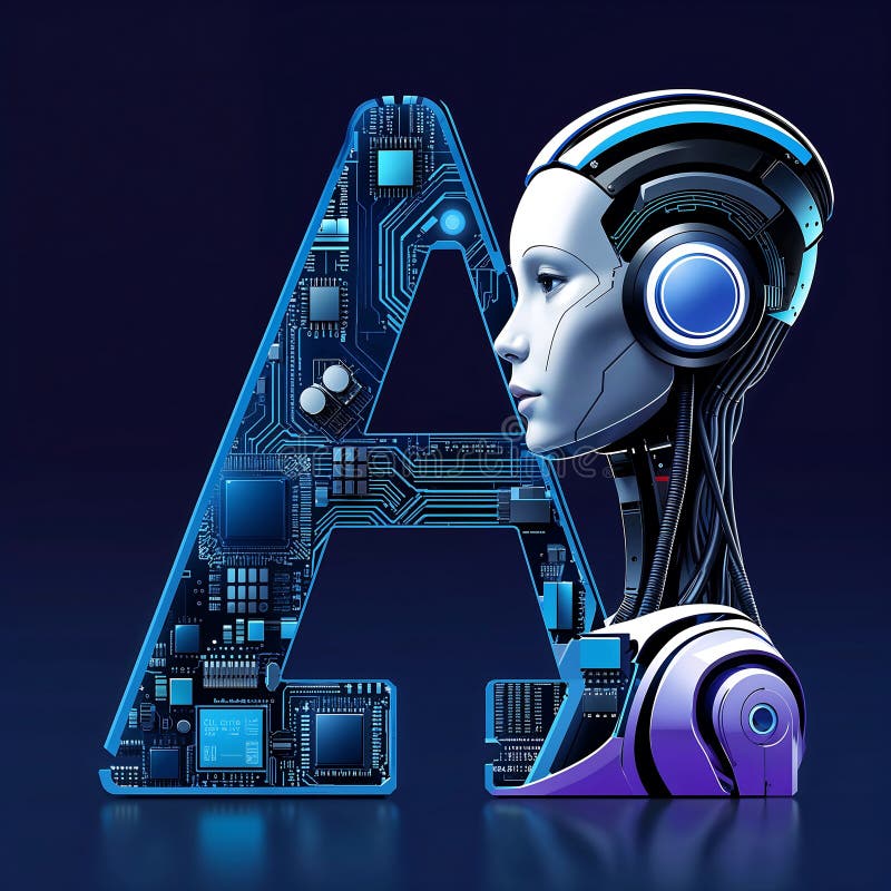 Stylized AI Letters Centered on Deep Rich Navy Blue Background Stock ...