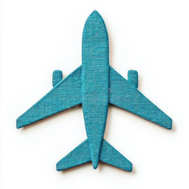 Stylized Airplane Silhouette in Turquoise Color on White Background ...