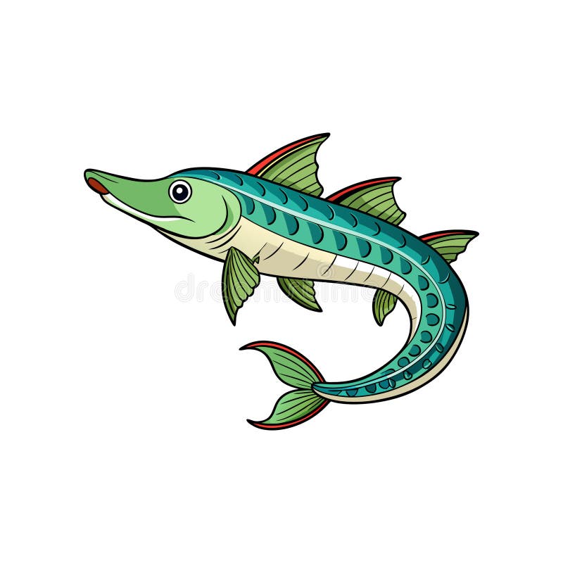 Stylized Alligator Gar Illustration for Coloring Stock Photo ...