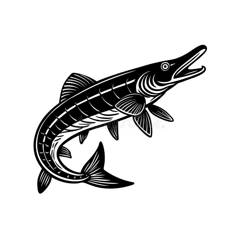 Stylized Alligator Gar Illustration for Linocut Arts Stock Illustration ...