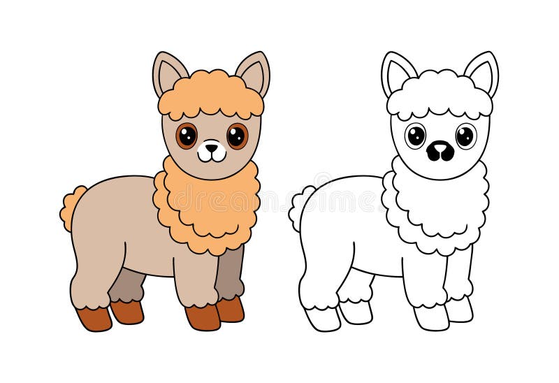 Stylized Alpaca for Creative Coloring Stock Photo - Image of funny ...